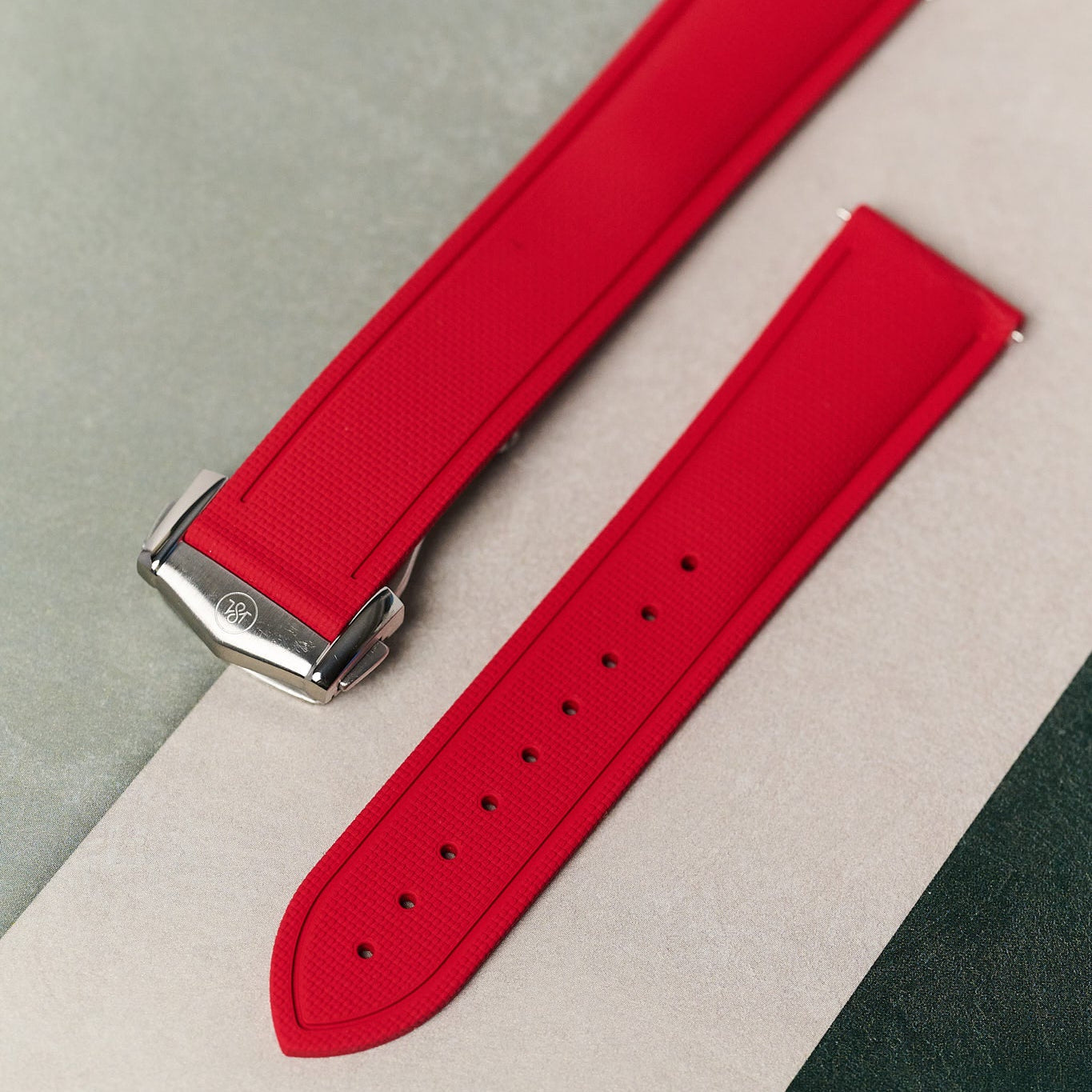 AquaFlex Rubber Deployant Strap - Red | The Strap Tailor