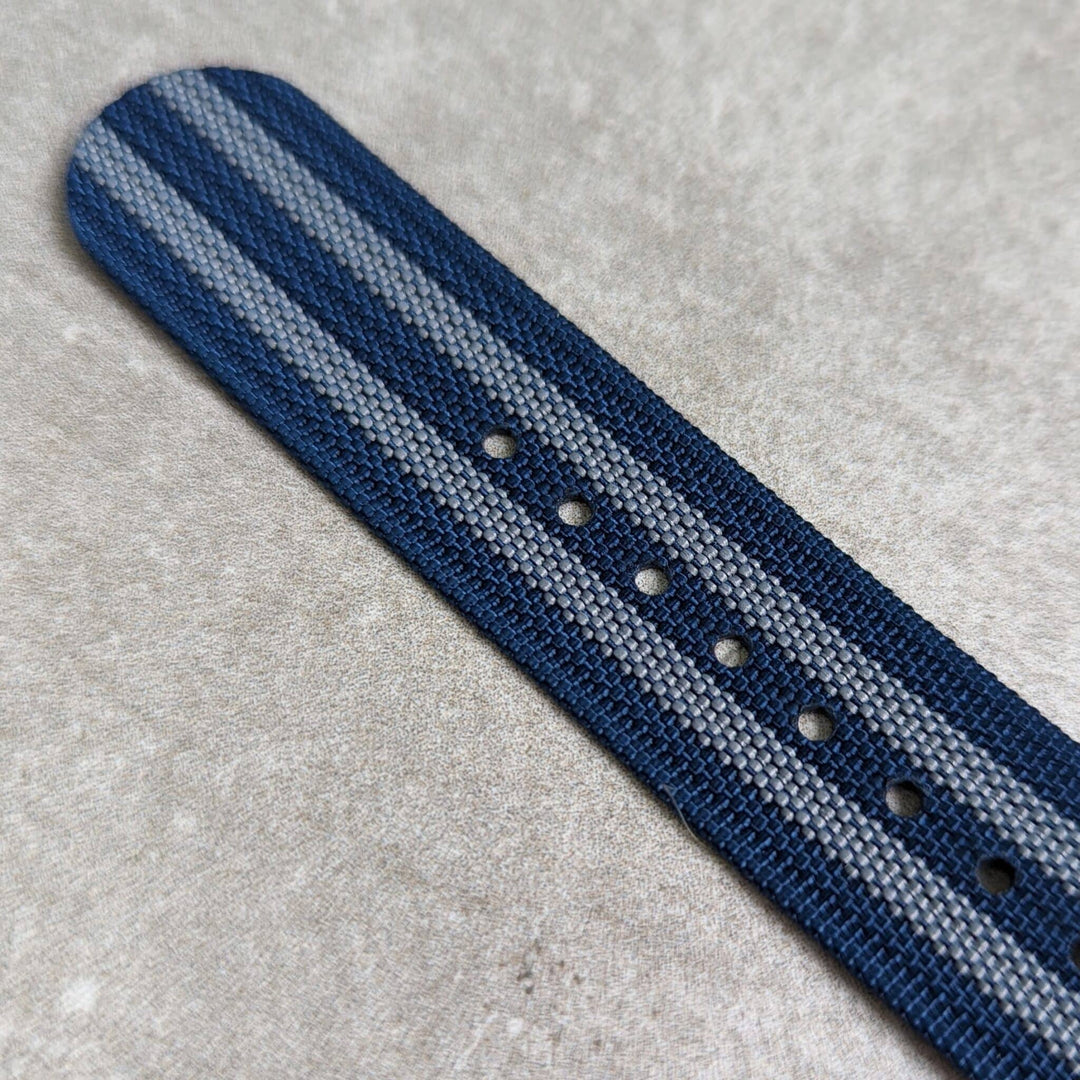 Premium Ribbed Fabric Watch Strap - Navy & Blue Bond | The Strap Tailor
